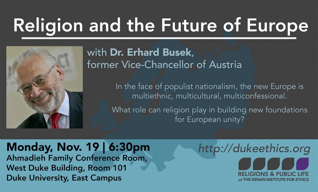 Religion and the Future of Europe: Dr. Erhard Busek, former Vice ...